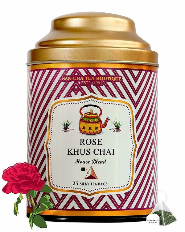 San-Cha Rose Khus Chai (25 Silky Tea Bags) - JioMart