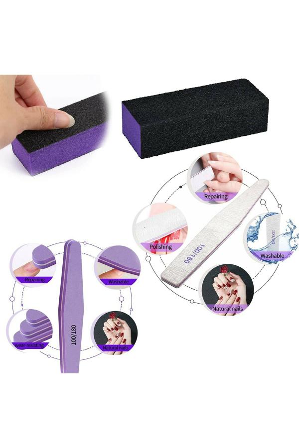 Sminakh Purple Acrylic 1 Block Buffer, 1 Soft Buffer, 1 Hard Buffer ...