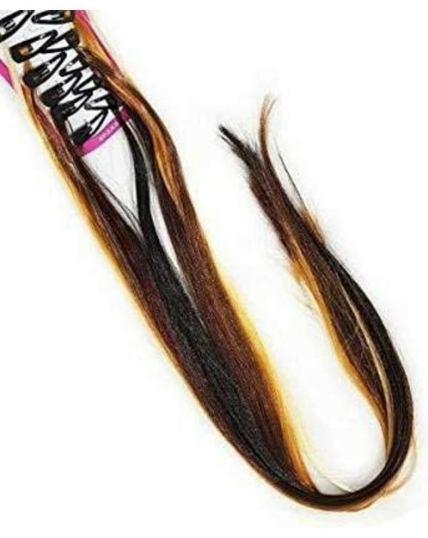 LYTIX Golden Brown Synthetic Hair Color Hair Streak Extension Pins for ...