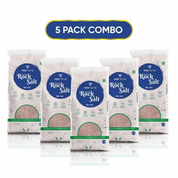 VED TATVA Himalayan Pink Rock Salt - Sendha Namak 1 kg Pack of 5 - JioMart