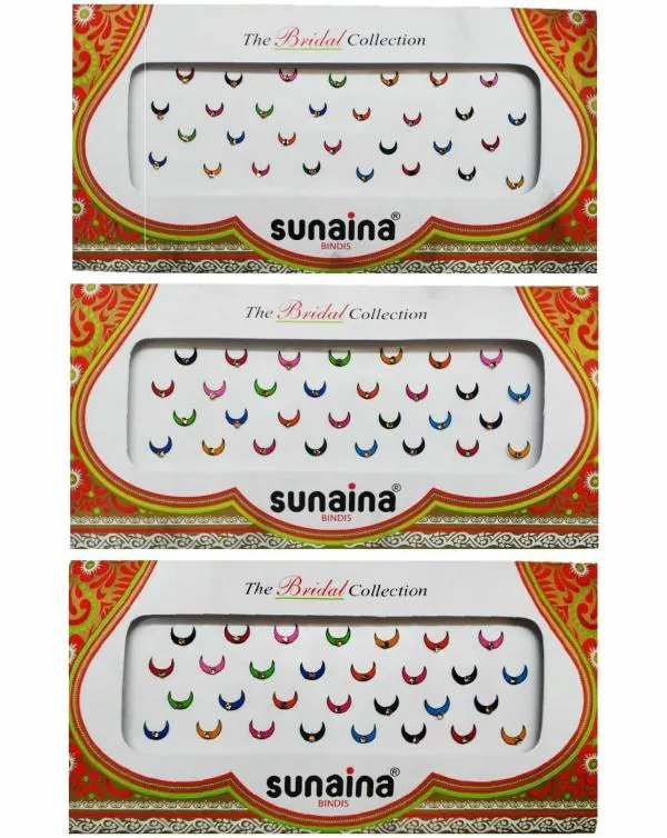 SUNAINA Half Moon Stick On Forehead Bindi (Pack of 3) - JioMart