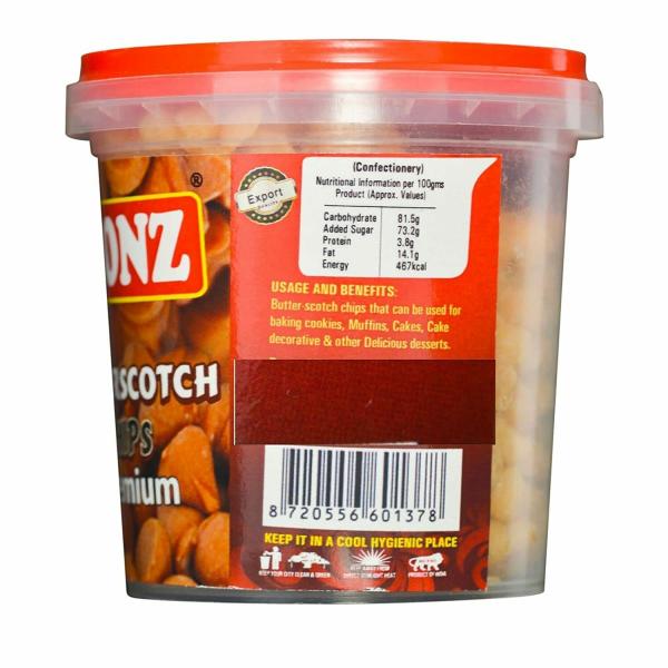 Leonz Butter Scotch Chips Premium Chocochips for Decoration of Cakes ...