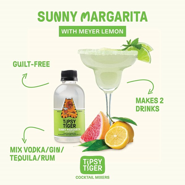 Tipsy Tiger Sunny Margarita with Meyer Lemon, Fuss-Free Cocktail Mixer ...
