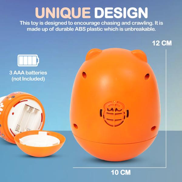 Baybee Orange Musical Roly Poly Toys for Baby with Blinking Eyes for ...
