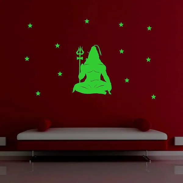 DreamKraft Green Vinyl Glow In The Dark Lord Shiva Radium Wall Stickers ...