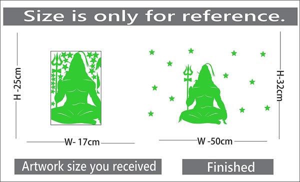 DreamKraft Green Vinyl Glow In The Dark Lord Shiva Radium Wall Stickers ...
