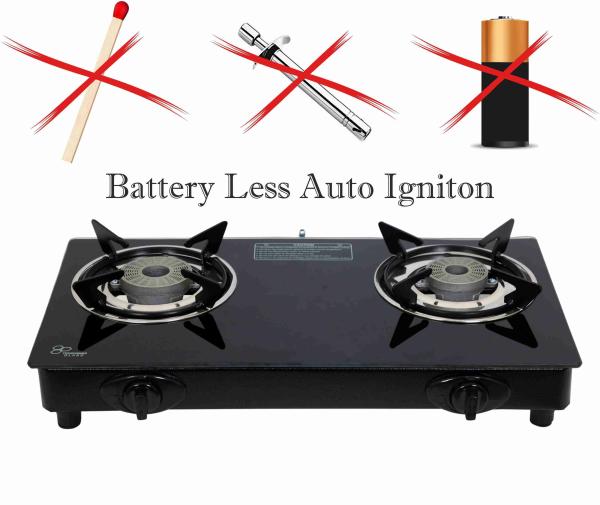 LivFlame Popular 2 Burner Toughened Glass Automatic Gas Stove - JioMart