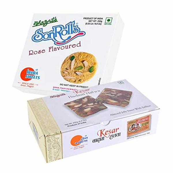 Bhagats Heera Sweets Kesar Badam Halwa and Son Roll with Almonds and ...