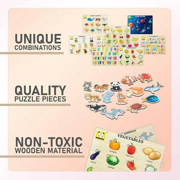 MINDMAKER Wood Educational Puzzle Brain Teasers Toy - 3 Year and Up ...