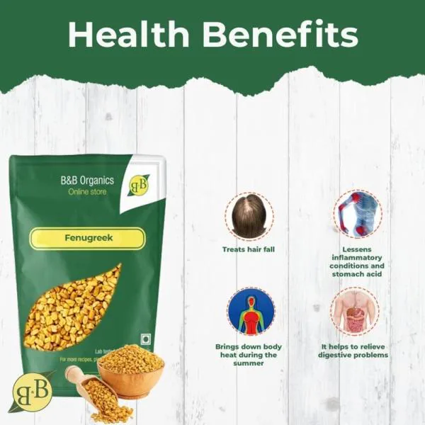 B&B Organics Fenugreek (250 g) / Methi Dana / Vendhayam / Menthi Ginja ...