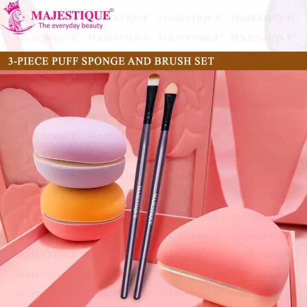 Majestique Makeup Sponge and Brush Set - Round, Square, and Triangle ...