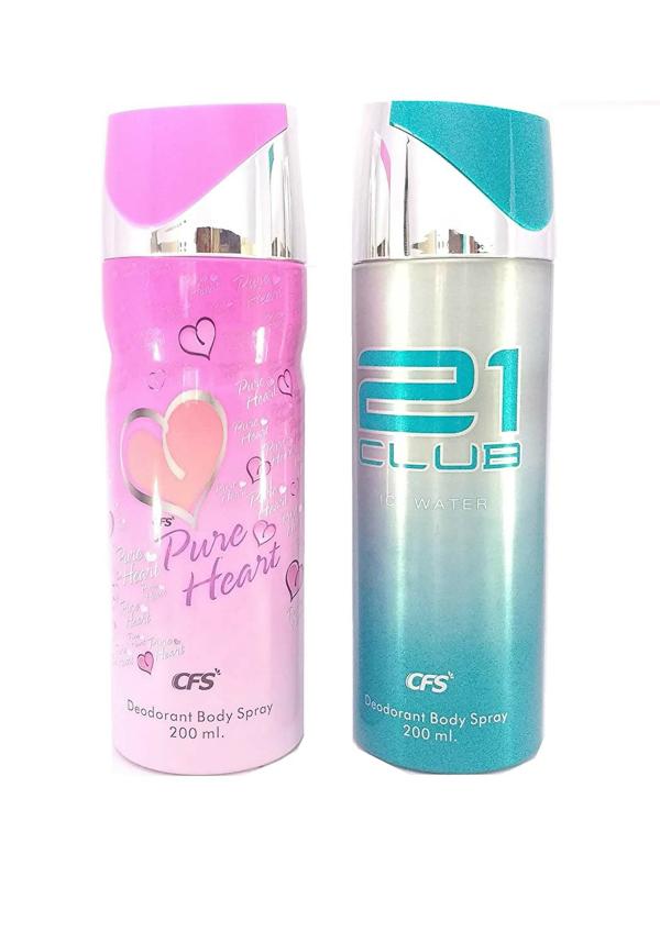 CFS 21 Club Ice Water Deodorant Body Spray and CFS Pure Heart Pink Deodorant Body Spray, Combo ...