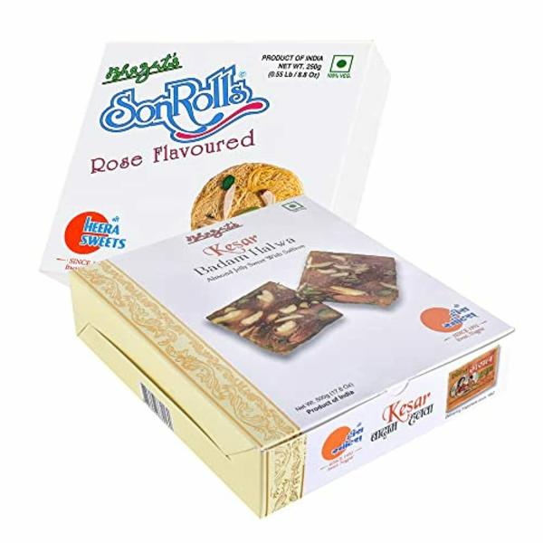 Bhagats Heera Sweets Kesar Badam Halwa and Son Roll with Almonds and ...