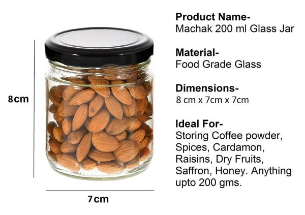 Machak Black Glass Round Glass Jar, 200 Grams (Pack Of 3) - JioMart