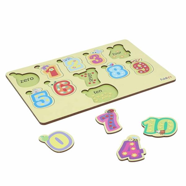 Fiddly's Wooden Multicolor Numbers Learning Educational Puzzle Toy for ...