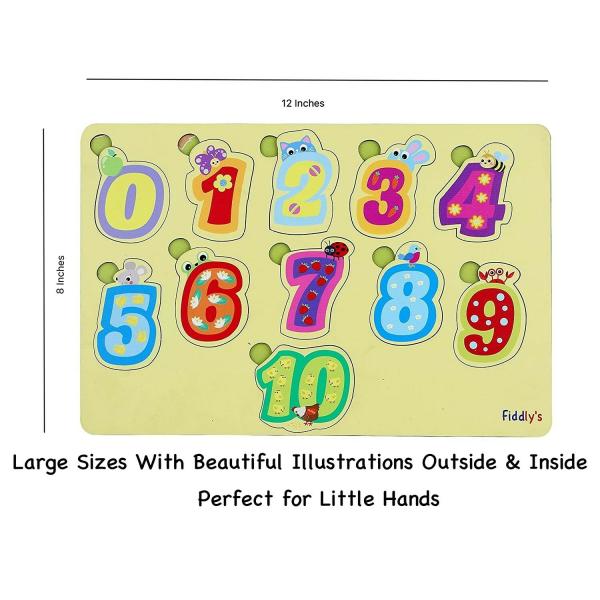 Fiddly's Wooden Multicolor Numbers Learning Educational Puzzle Toy for ...