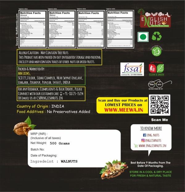 English Nuts 1 Kgs Premium Walnut Akhrot Giri Quarter Kernels Without ...