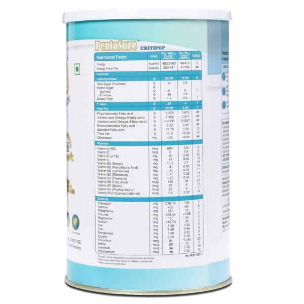 Pentasure Critipep Peptide Diet - Creamy Vanilla Flavour, 400 gm - JioMart