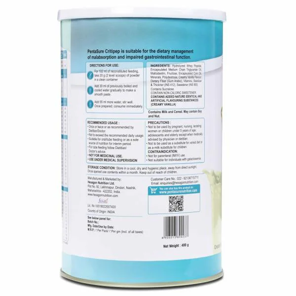 Pentasure Critipep Peptide Diet - Creamy Vanilla Flavour, 400 gm - JioMart