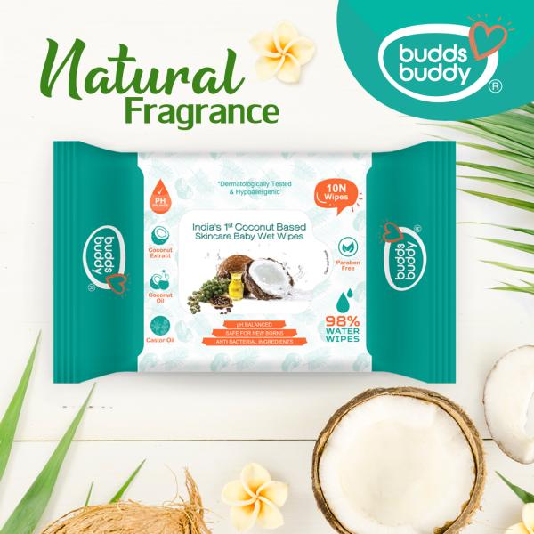 Buddsbuddy Combo of 10 Coconut Based Skincare Baby Wet Wipes 10 Pieces ...