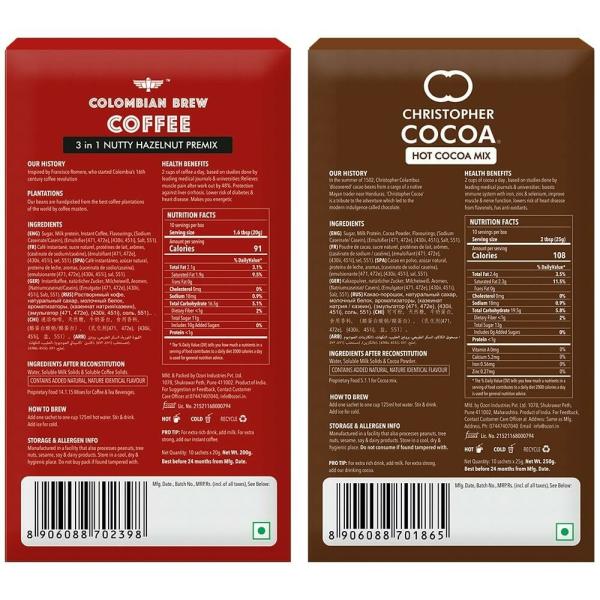 Colombian Brew 3 in 1 Hazelnut Café Latte, Instant Coffee Premix ...
