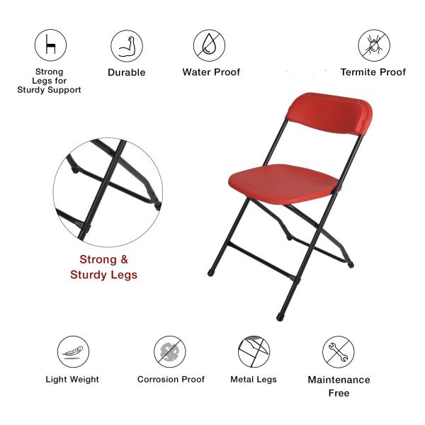 Supreme Furniture Amity Polypropylene Folding Without Arm Chair (Set of 6, Red) - JioMart