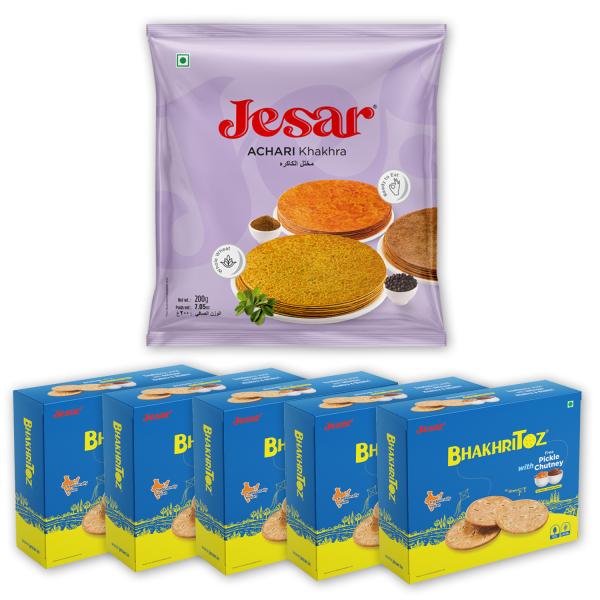 Jesar Namkeen Snacks Combo Achari Khakhra 200g -1 pc And BhakhriToz ...