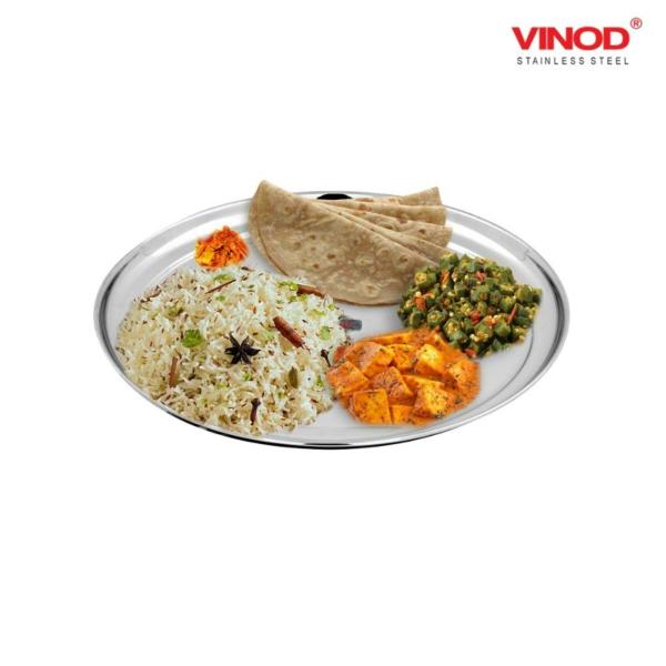 Vinod Stainless Steel Kanchan Bogi Plate, Lunch & Dinner Plate (Pack of ...