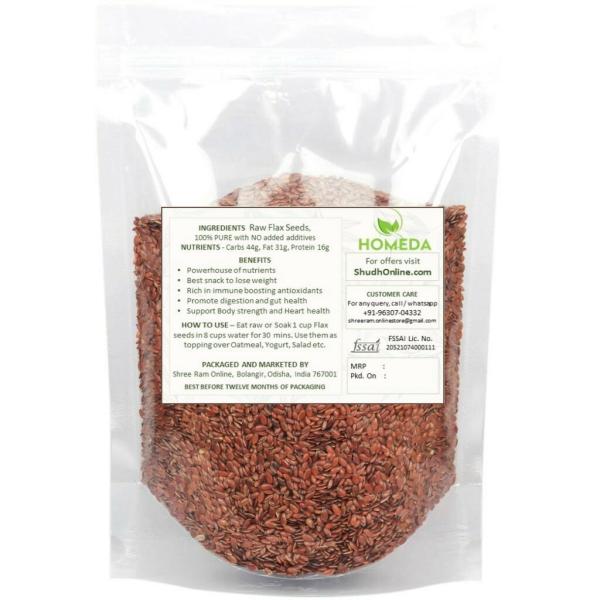 Homeda Organic Flax Seeds (500g) for Weight Loss, Hair | Alsi, Tisi ...