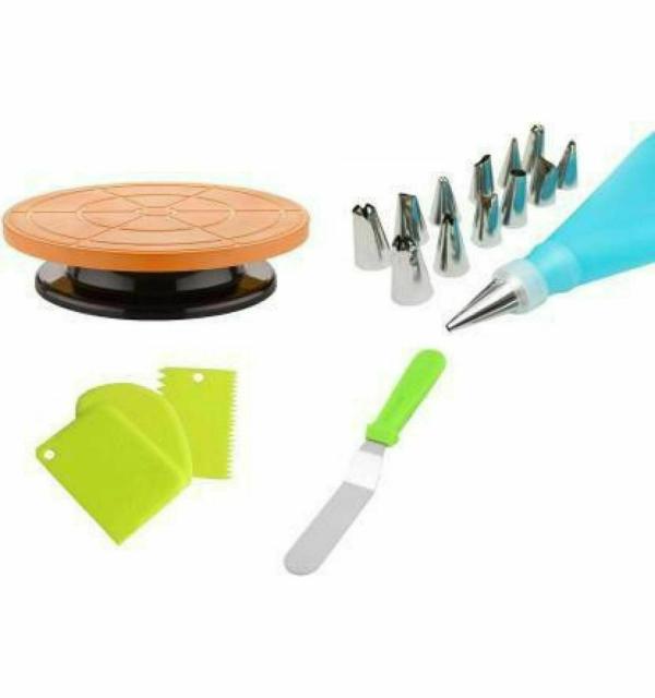 NIJAMRUT SHREE SADGURU CREATION Plastic Cake Turntable, Nozzle Set, Scrapper, Palette Knife ...