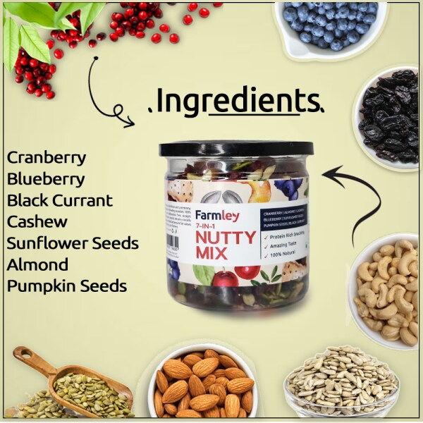 Farmley 7 in 1 Nutty Trail Mix Protein Rich Snack Jar 200 g - JioMart