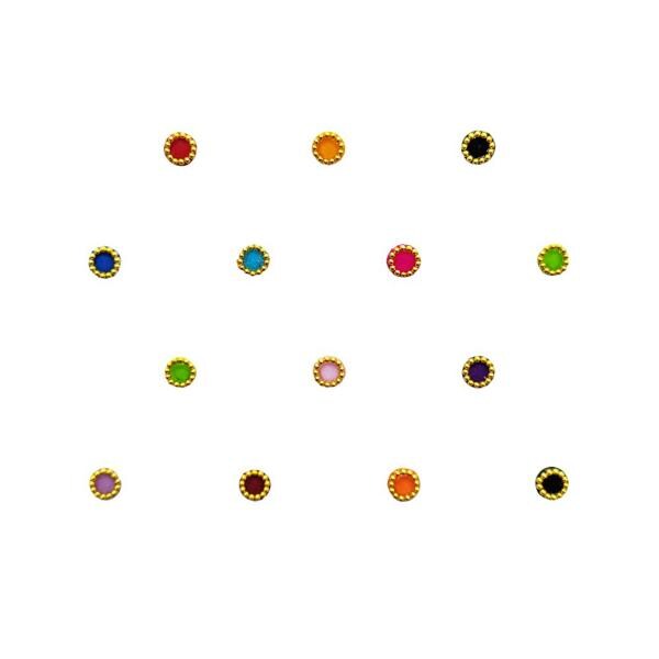 Comet Busters Multicolor Round Bindi With Gold Beads Border (BIN1165 ...