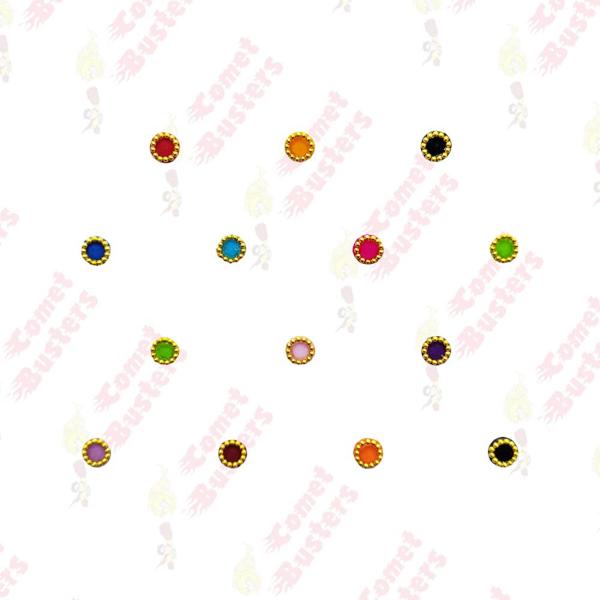 Comet Busters Multicolor Round Bindi With Gold Beads Border (BIN1165 ...