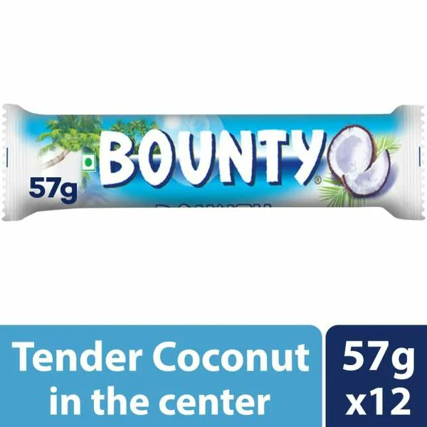 Bounty Coconut Chocolate Bar - 57g (Pack of 12) - JioMart