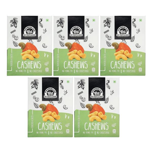 Wonderland Foods Rosted & Salted Flavoured Cashew (Kaju) 1Kg (200g X 5) - JioMart
