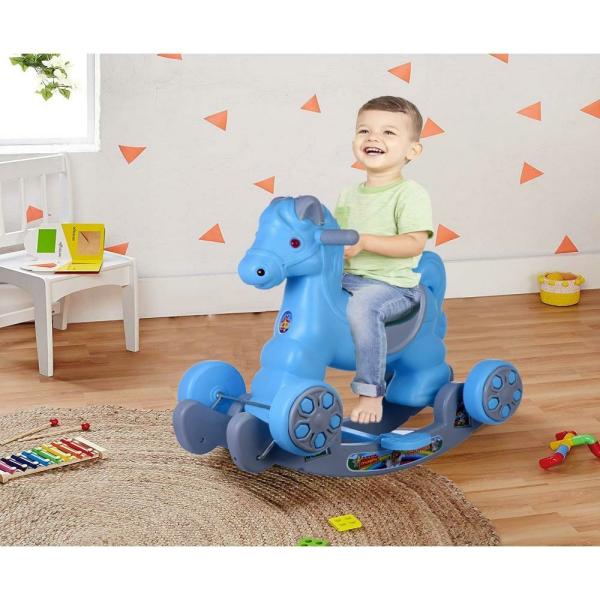 Pandaoriginals Blue Plastic Murphy Horse Rocker And Rider Tricycle For ...