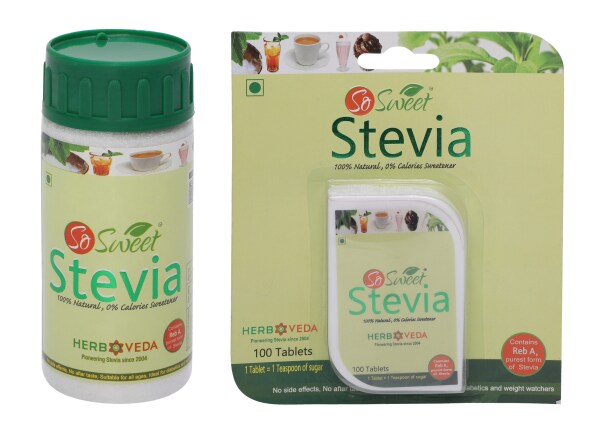 So Sweet Stevia 100 Tablets and 100gm Stevia Powder Natural Sweeteners ...