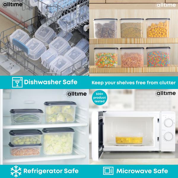 alltime Plastic Frostee Containers with Lid, Set of 6 (550 ml x2, 950 ml x 2, 1250x2) Blue - JioMart