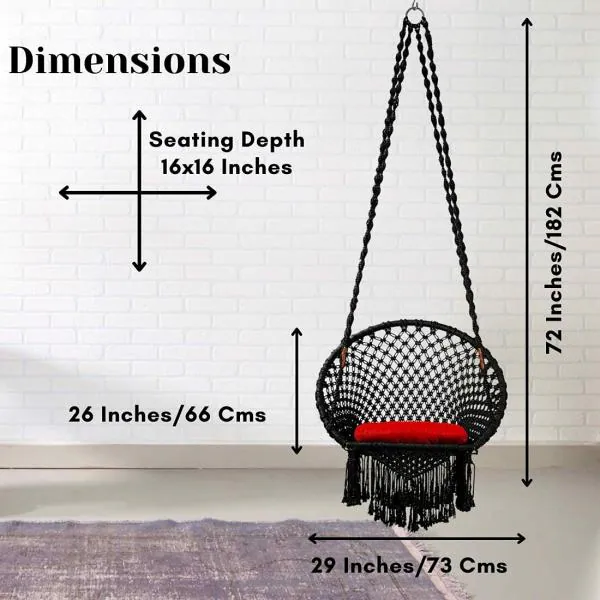 Swingzy Premium Black Round Shape Swing Chair Hanging Hammock Chair for ...