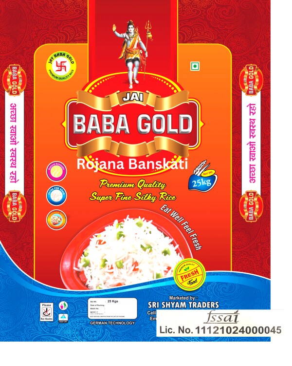 Jai Baba Gold Rojana Banskati 26 Kg Rice | Premium Long Parboiled Rice ...