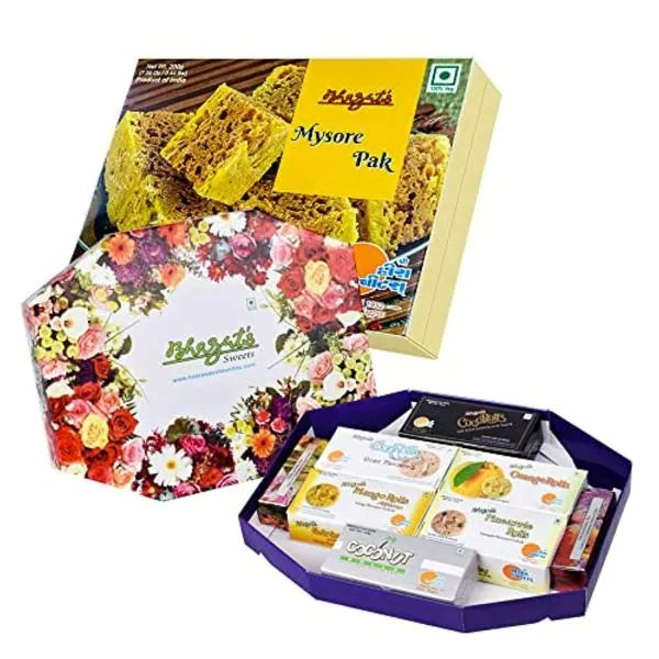 Bhagats Heera Sweets Mysore Pak and 6 In 1 Son Roll with Almonds and ...