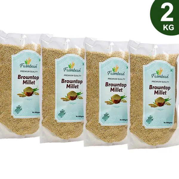 Farmbean Browntop Millet Natural Grains, 2kg (500g x 4 Packs) - (Chotti Kangni / Andu Korralu ...