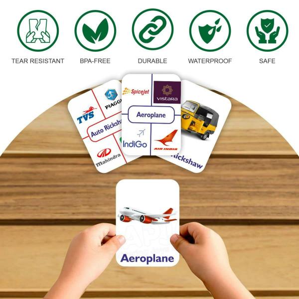 Clapjoy Multicolor Double Sided Flash Cards For Kids -Vehicles - 24 ...