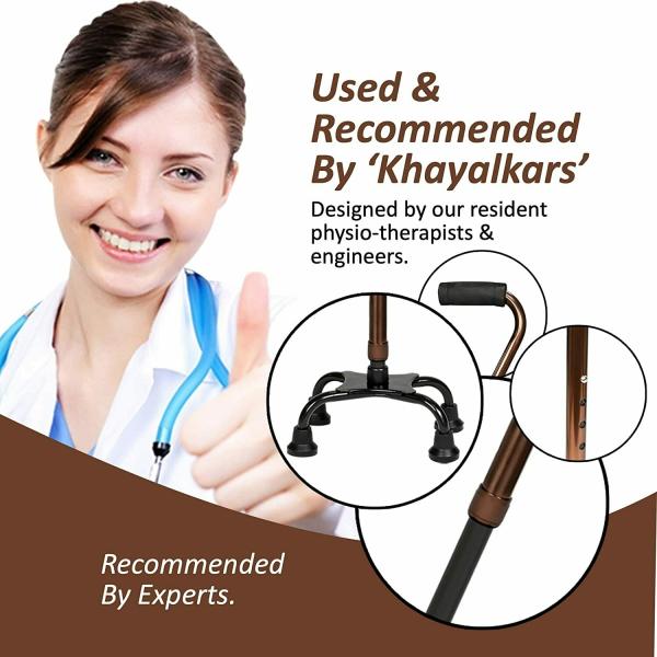 entros Aluminium Height Adjustable Quadripod 4 Leg Curved Walking Stick - KL947 - JioMart