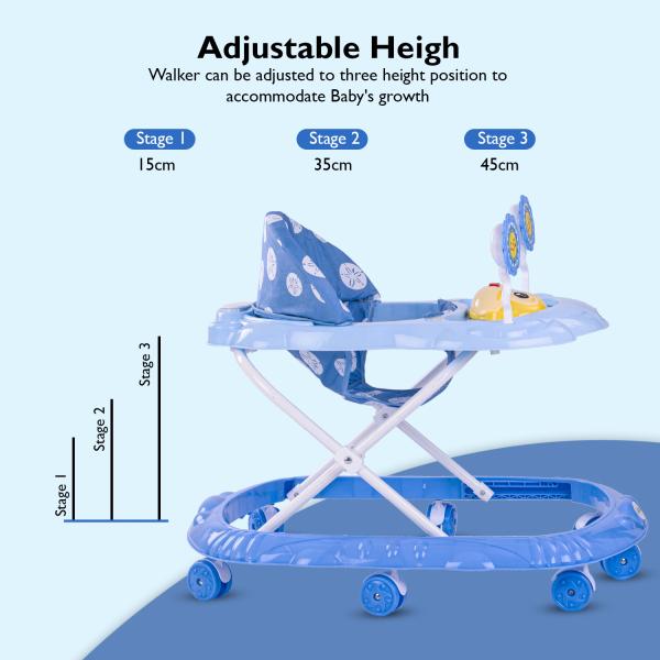 Baybee Blue Ziggy Musical Baby Activity Walker with Adjustable Height ...