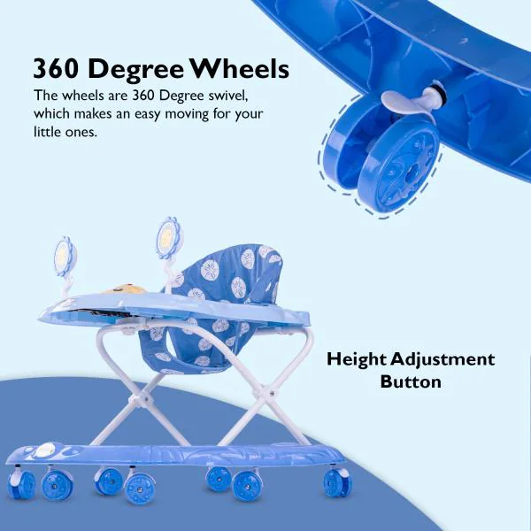 Baybee Blue Ziggy Musical Baby Activity Walker with Adjustable Height ...