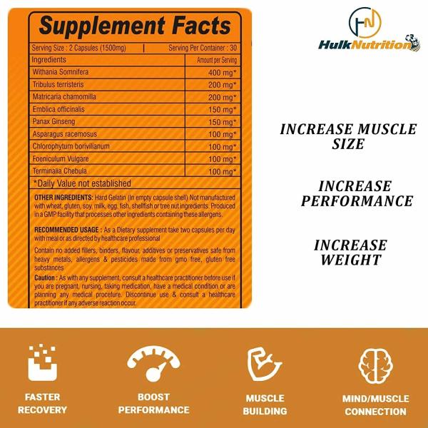 Hulk Nutrition Mass Gain Capsules (60 Capsules) - JioMart