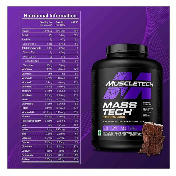 MuscleTech MassTech Extreme 2000 Weight Mass Gainer Triple Chocolate ...