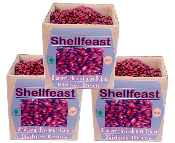 Shellfeast Bhaderwahi Kashmiri Rajma 3 kg (1kgx3) , Jammu Kidney Beans, Kashmiri Red Rajma - JioMart