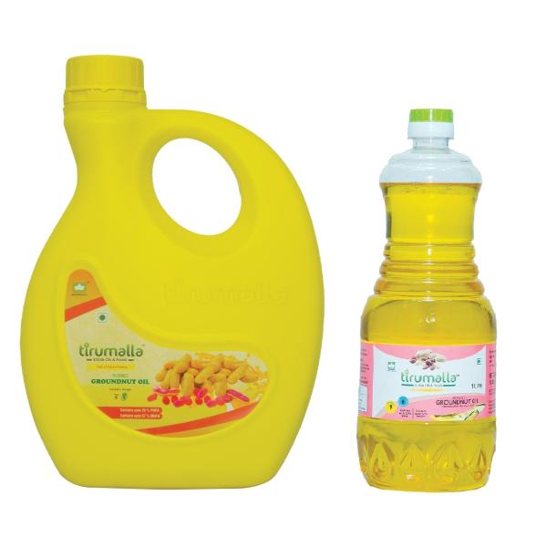 Tirumalla Filtered Groundnut Oil - 3 Liter, Super Saver Combo Pack 2 Liter Jar & 1 Liter Bottle ...